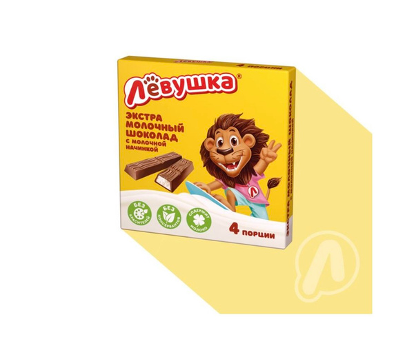 Шоколад Славянка Левушка с молочной начинкой экстрамолочный, 50 г * 4 ...