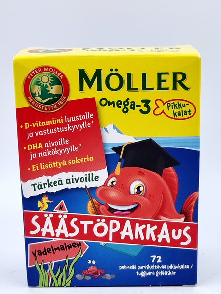 Moller для детей 3+ Омега-3 и D3 (10 мкг) со вкусом малины, без сахара ...
