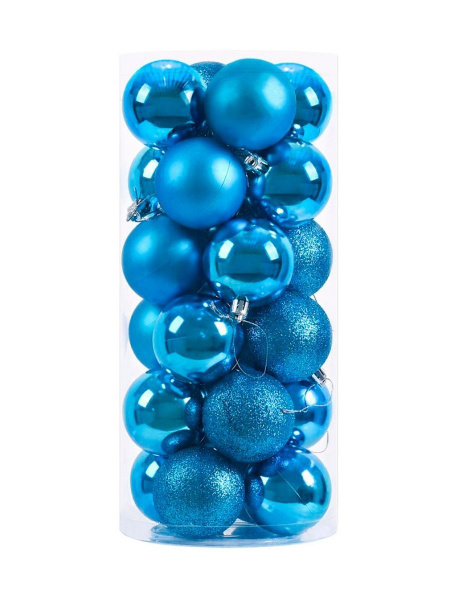 Елочные игрушки Winter Fun, 24 шт, набор, голубые, 6403000360F купить c ...