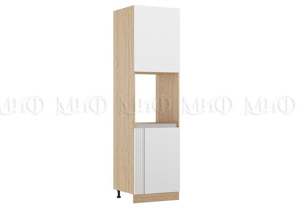 МДФ Кухня Карина Пенал для встраиваемой техники (Пластер Бьянко/Сонома ...