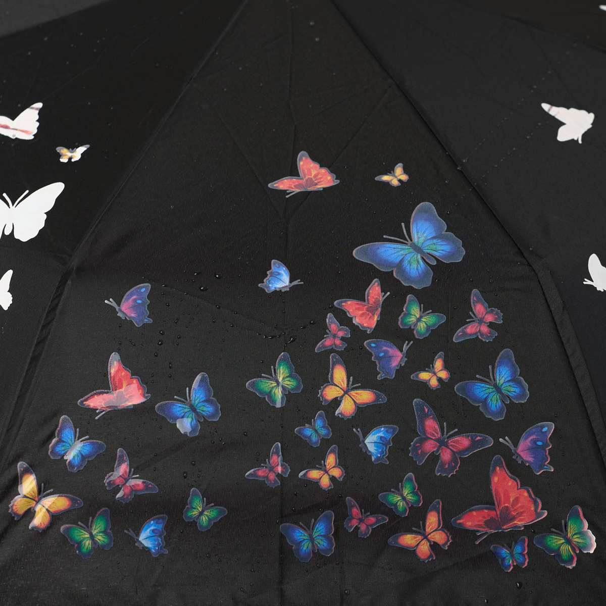 Зонт Raindrops, Полный автомат, 3 сложения, черный, белый купить по ...