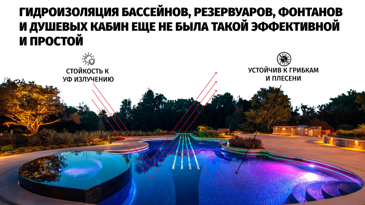 Гидроизоляция для бассейна Elastomeric Pool - жидкая резина для резервуаров, фонтанов, водоемов ...