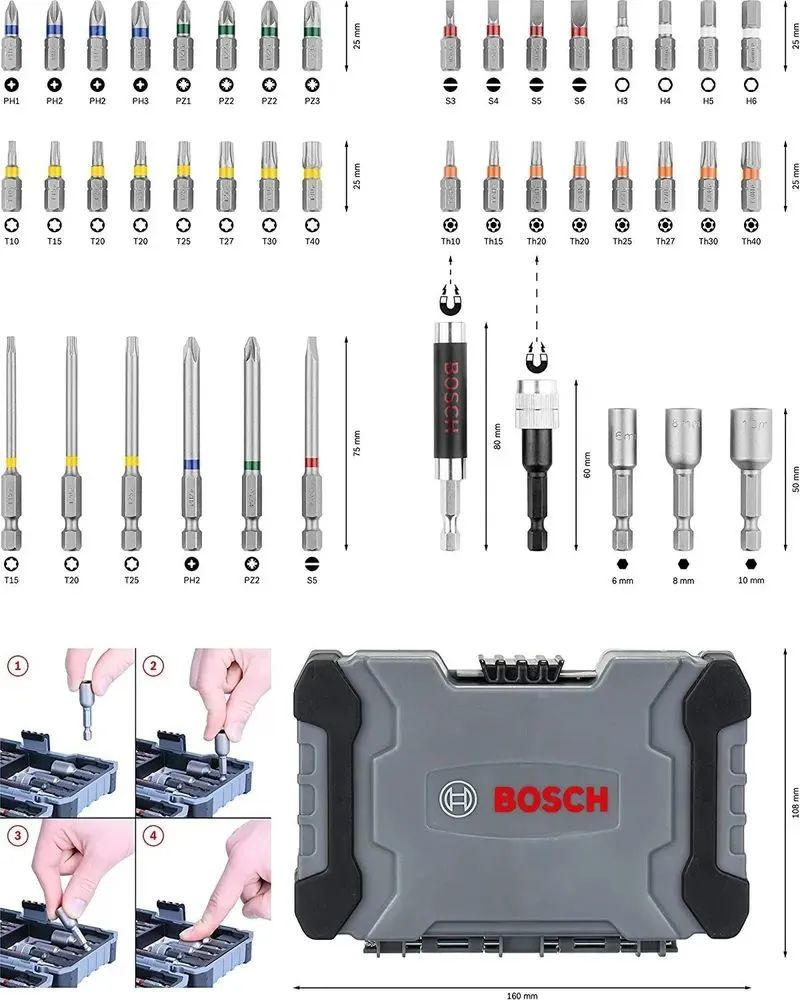 GM Набор бит Bosch, 2607017164 (43 шт) купить на OZON по низкой цене ...