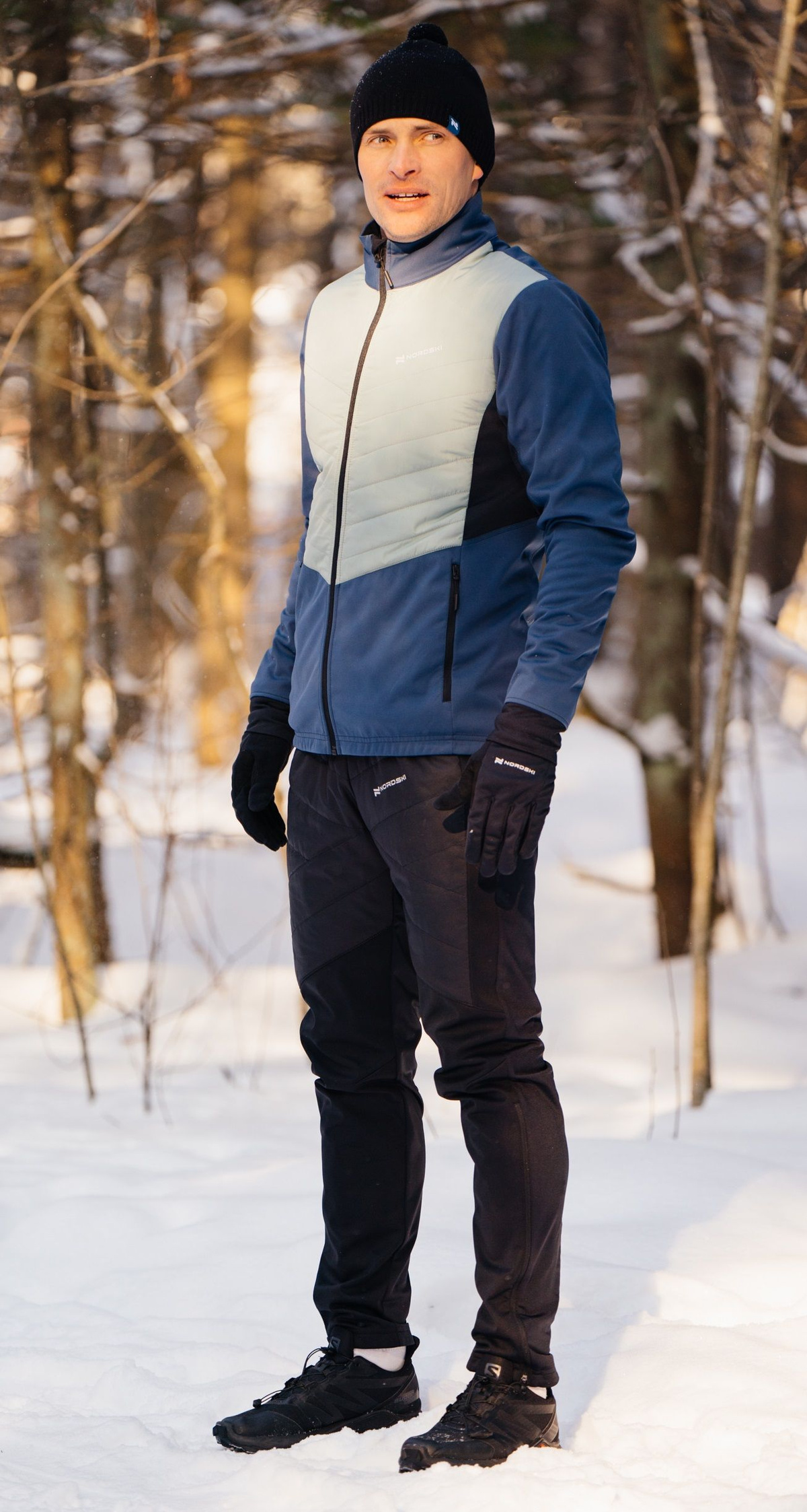 Брюки Мужской NORDSKI прямые черный, черный муар для спорта Softshell, Полиэстер Спортивный ...