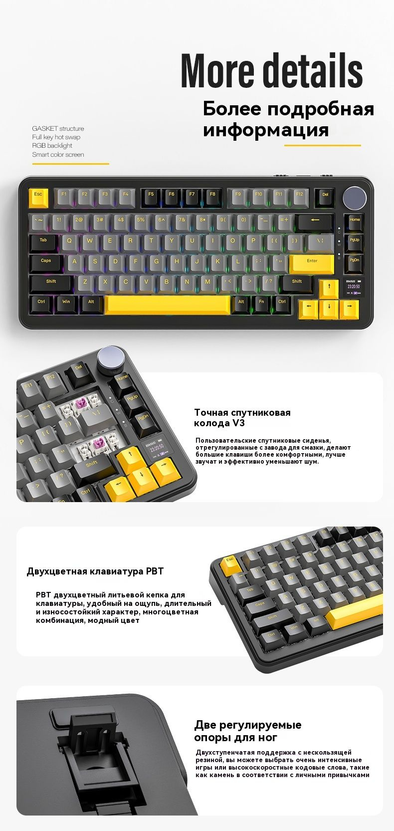 AULA Игровая клавиатура беспроводная клавиатура attack shark x85pro ...