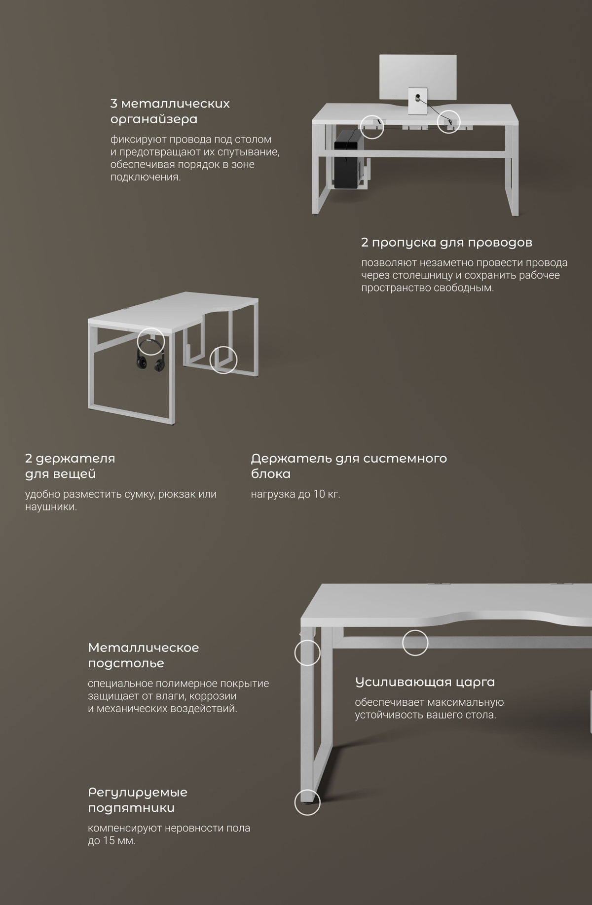 Компьютерный стол Millwood с вырезом, 180х80х75 см купить c доставкой ...