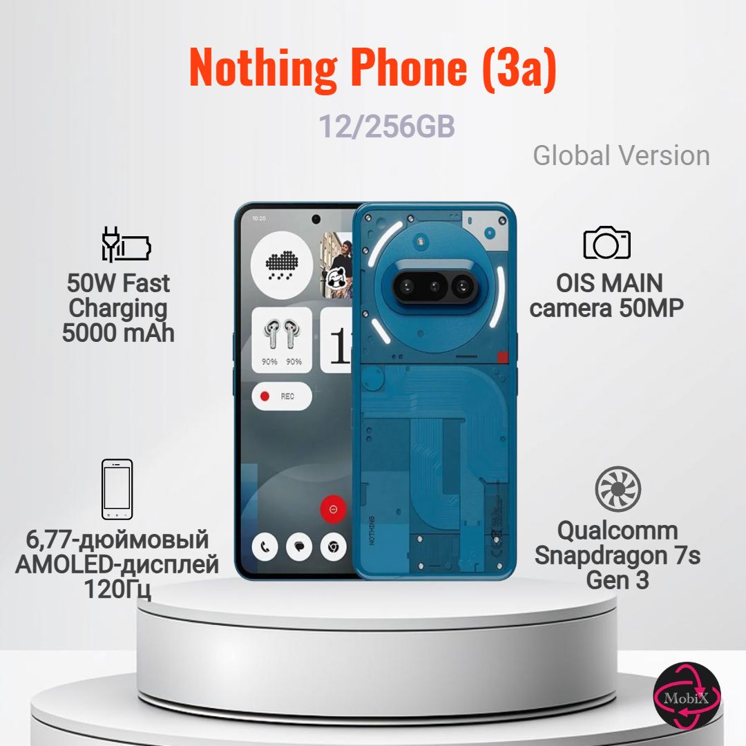 Смартфон Nothing Phone (3a) 256 ГБ 12 ГБ Синий 6.77 OLED/AMOLED ...
