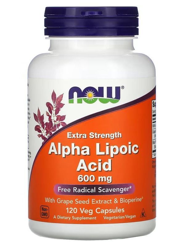 Альфа липоевая кислота 600мг (АЛА) 600 NOW Alpha Lipoic Acid (ALA) 600 ...