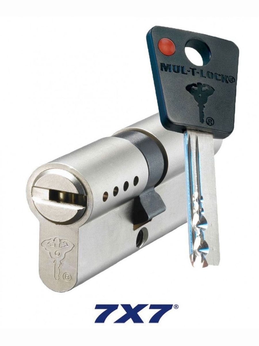 Цилиндр дверной Mul-T-Lock 7x7 (71мм 33Верт.*38) ключ-вертушка, никель ...
