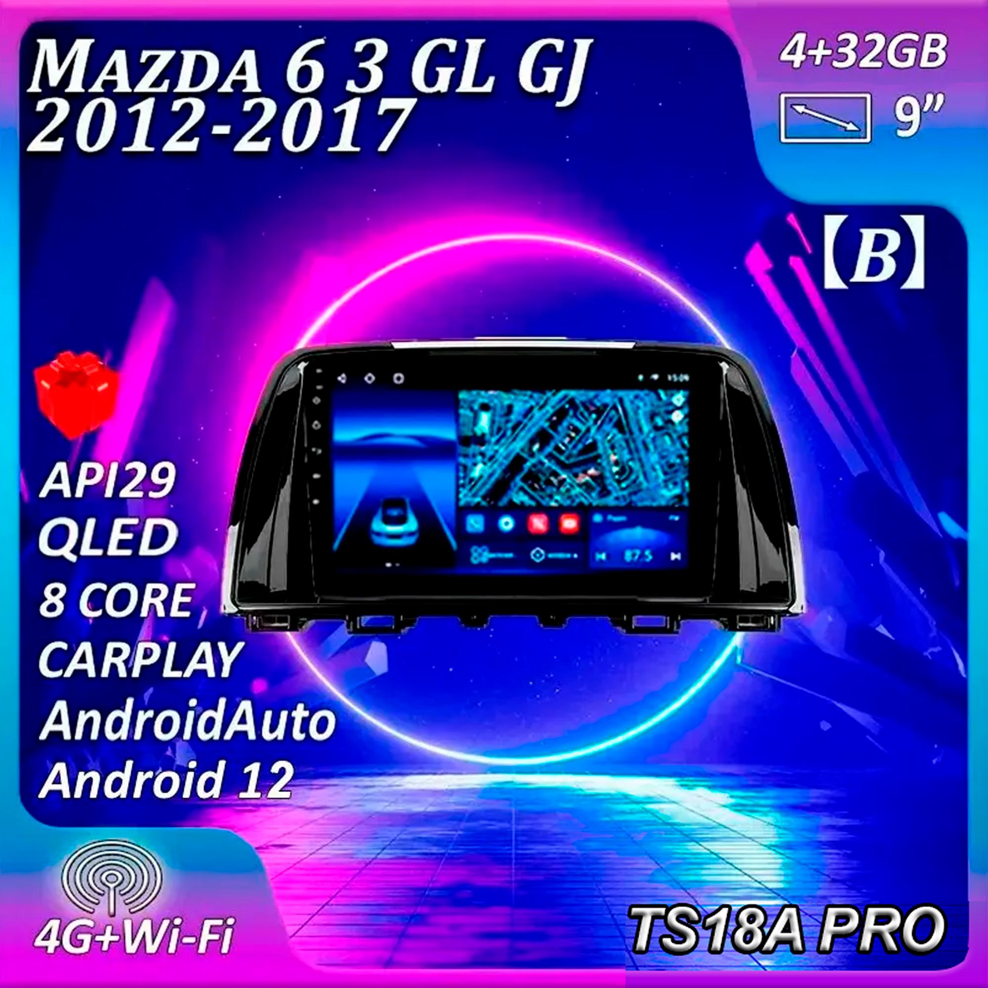 Штатная автомагнитола TS18APRO 4+32GB, Mazda 6 3 GL GJ, Мазда 6 3 ...