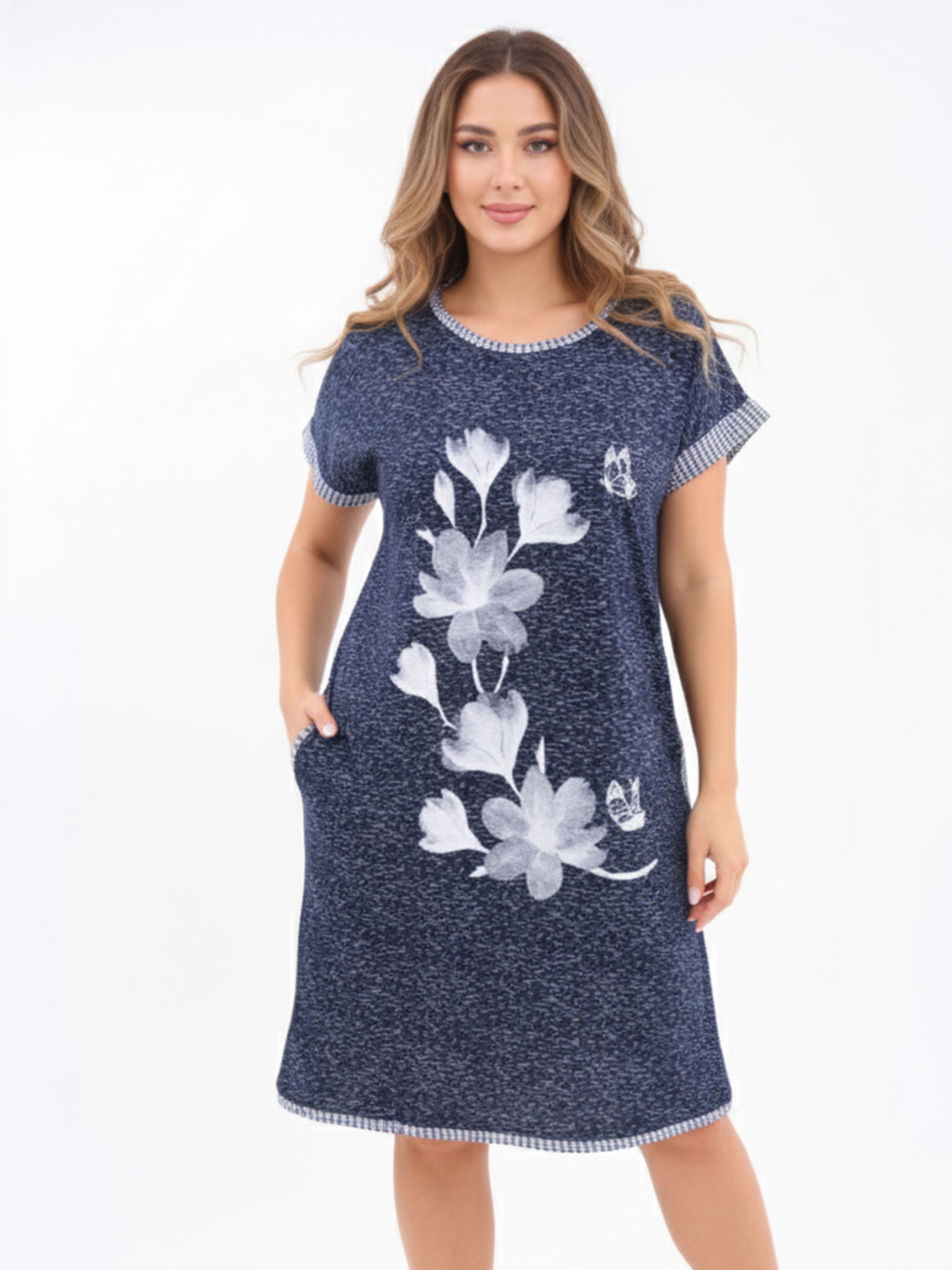 Туника VG CLOTHES, женская, для женщин, 56 размер, тёмно-синяя, хлопок ...