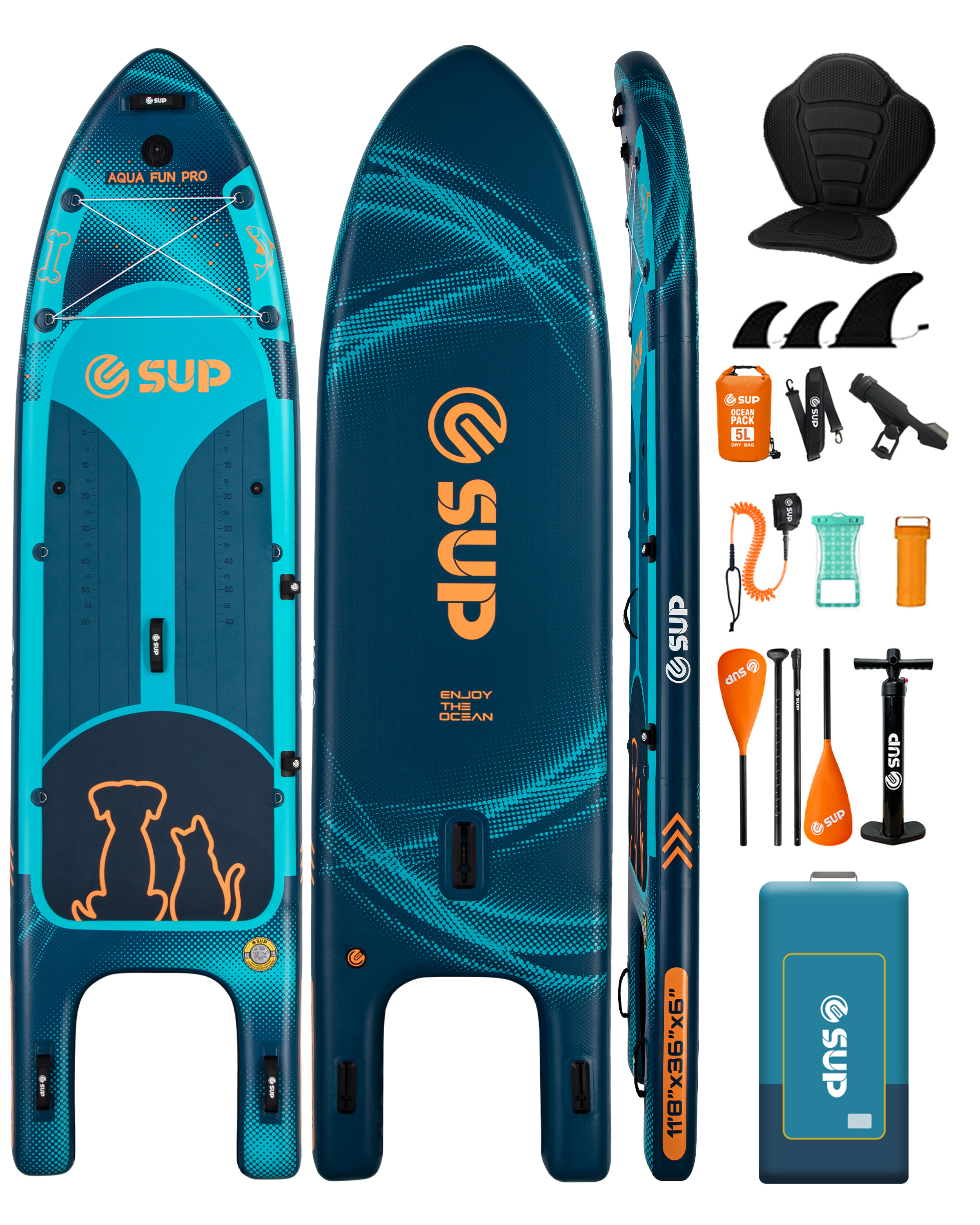 Сапборд E-SUP Aqua Fun PRO 353х91х15 см, до 204 кг, двухслойный ...