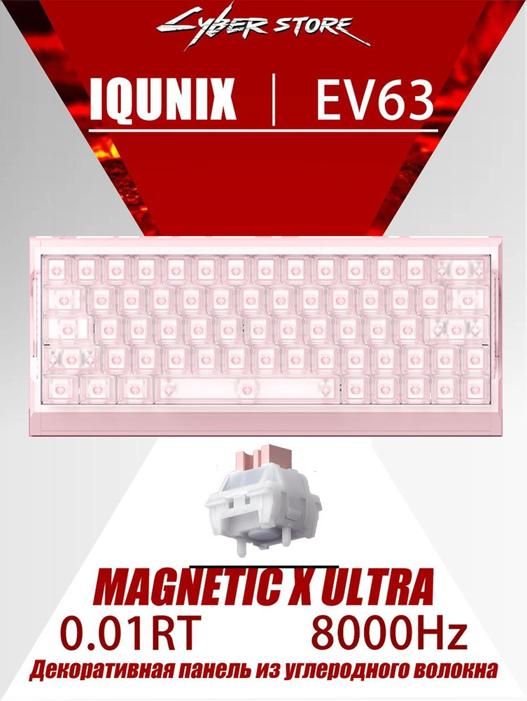 IQUNIX Игровая клавиатура проводная EV63, (GATERON Magnetic Jade Pro ...