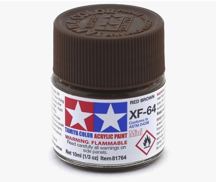 81764 Tamiya XF-64 Красно-коричневая Матовая акриловая краска 10 мл ...