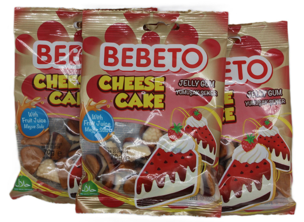 Жевательный мармелад Bebeto Cheese Cake со вкусом ванили, малины и ...