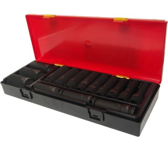 Набор головок торцевых глубоких ударных 12-гранных, 1/2", 10-32 мм, в ...