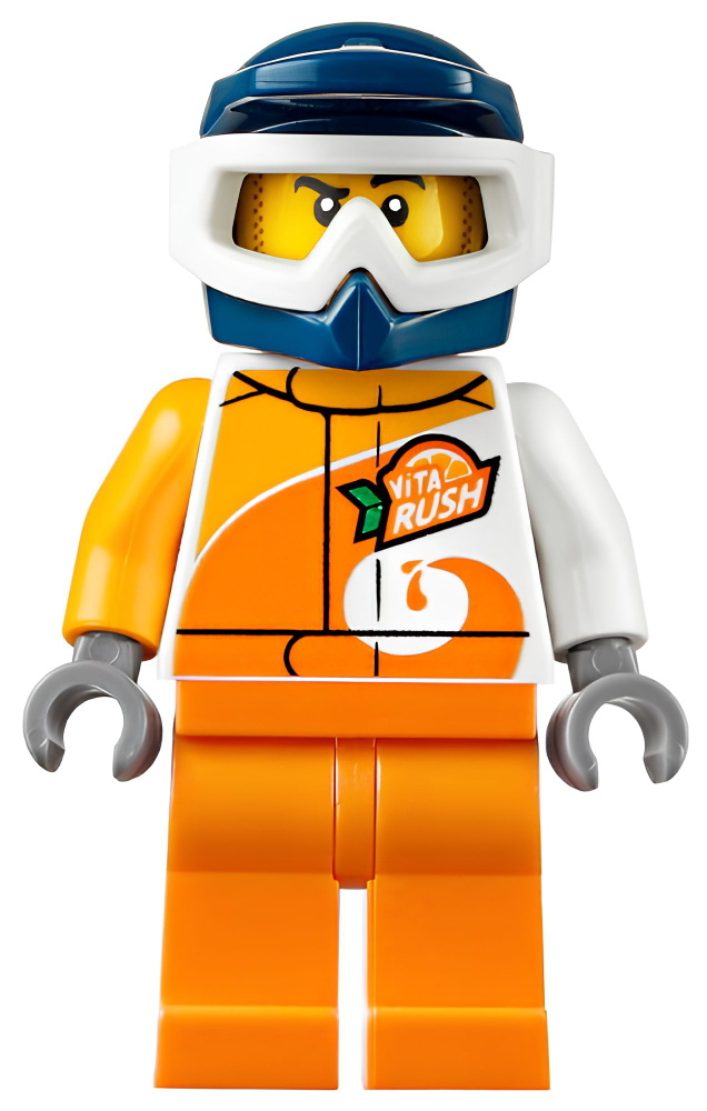 Минифигурка Lego ATV Driver - Male, 'ViTA RUSH' Uniform, Orange Legs ...