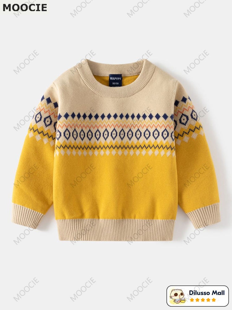 Свитер Мальчики MOOCIE желтый крайола Хлопок, размер 90 Длинный Китай купить c доставкой на OZON ...