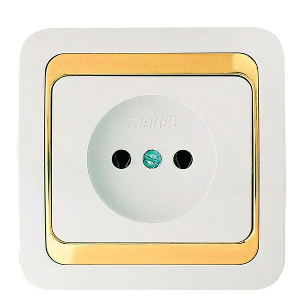 Розетка без заземления, бело-золотая Makel Mimoza 12202 - купить с доставкой по выгодным ценам в ...