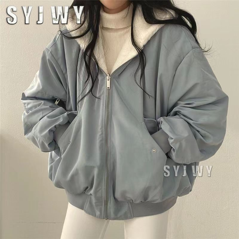 Куртка Женский SYJYW сине-морской круглый Политекс, размер 50 Длинный куртка-пилот Демисезон ...