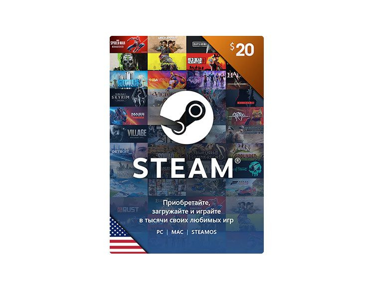 Карта оплаты Steam 20 USD USA купить на OZON по низкой цене (1706767077)