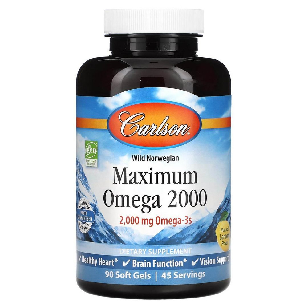 Пищевая добавка Carlson, Maximum Omega 2000, омега-3 кислоты из ...