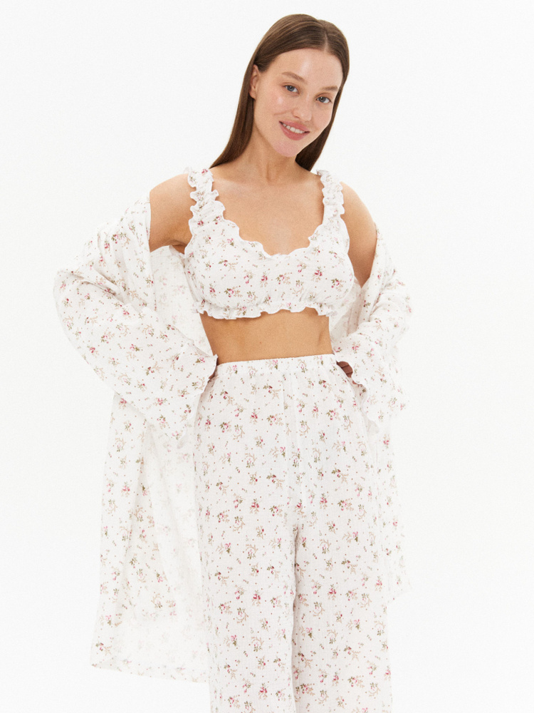 Пижама Женский Mimi Pajamas с брюками, с топом Муслин, размер 40, 42 ...