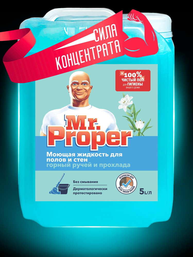 Средство для мытья пола, Mr Proper Горный ручей и прохлада 5л купить на ...