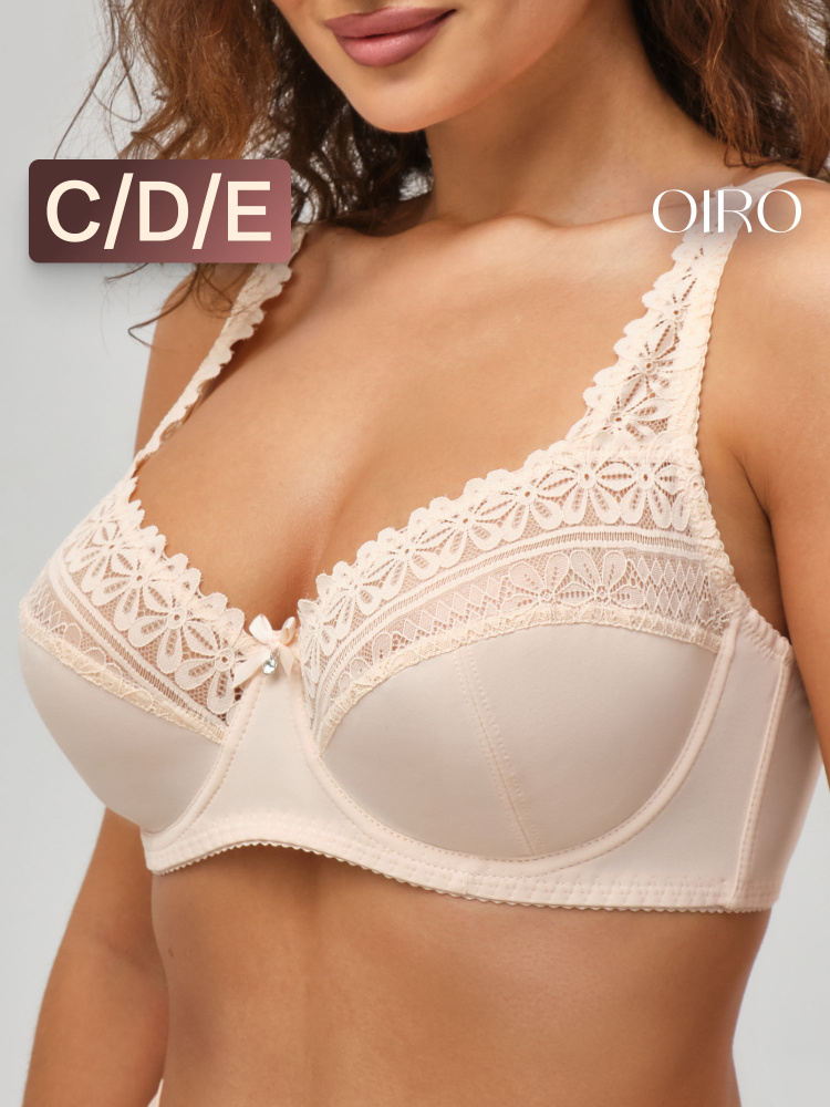 Бюстгальтер Женский OIRO на косточках, с мягкой чашкой, размер 80E бежевый Полиамид, Эластан ...