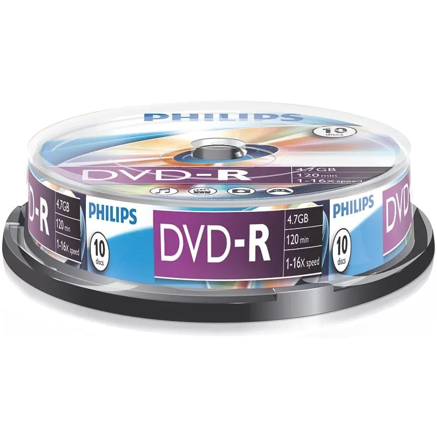 Диск DVD-R Philips 4.7 Gb, 16x, Cake Box (10) купить на OZON по низкой ...