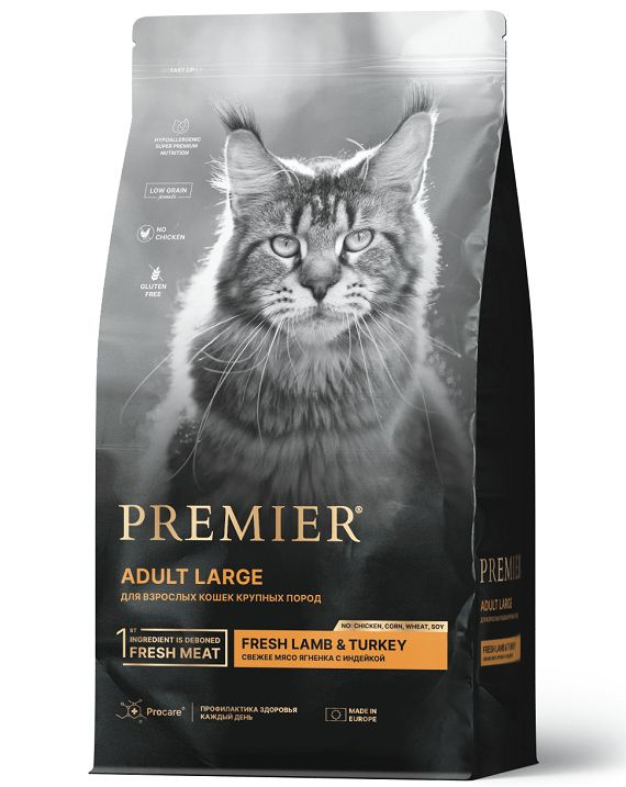 Premier Cat Adult Large Lamb&Turkey Сухой корм для взрослых кошек ...