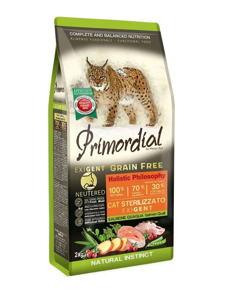 Primordial Cat Sterilised Exigent Quail & Salmon 2 кг сухой корм для ...