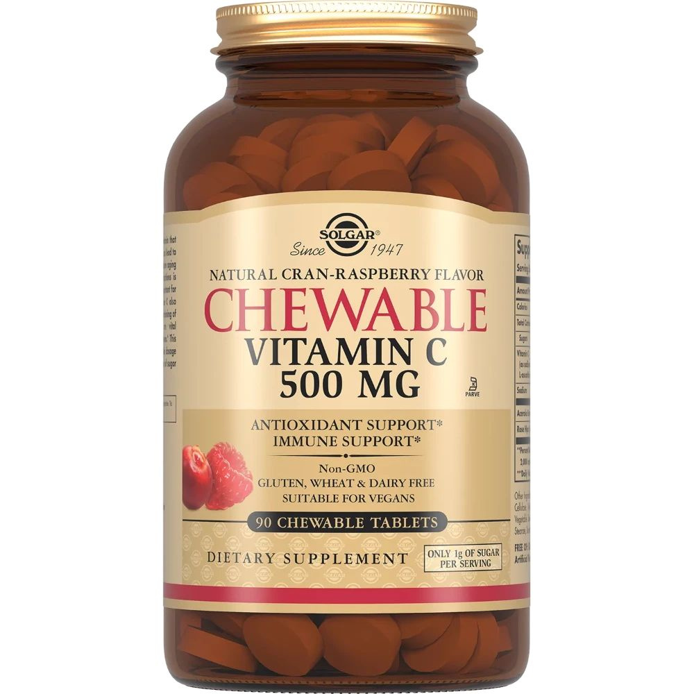 БАД Solgar Таблетки "Витамин С 500 с Малиновым вкусом", 90 шт. купить ...
