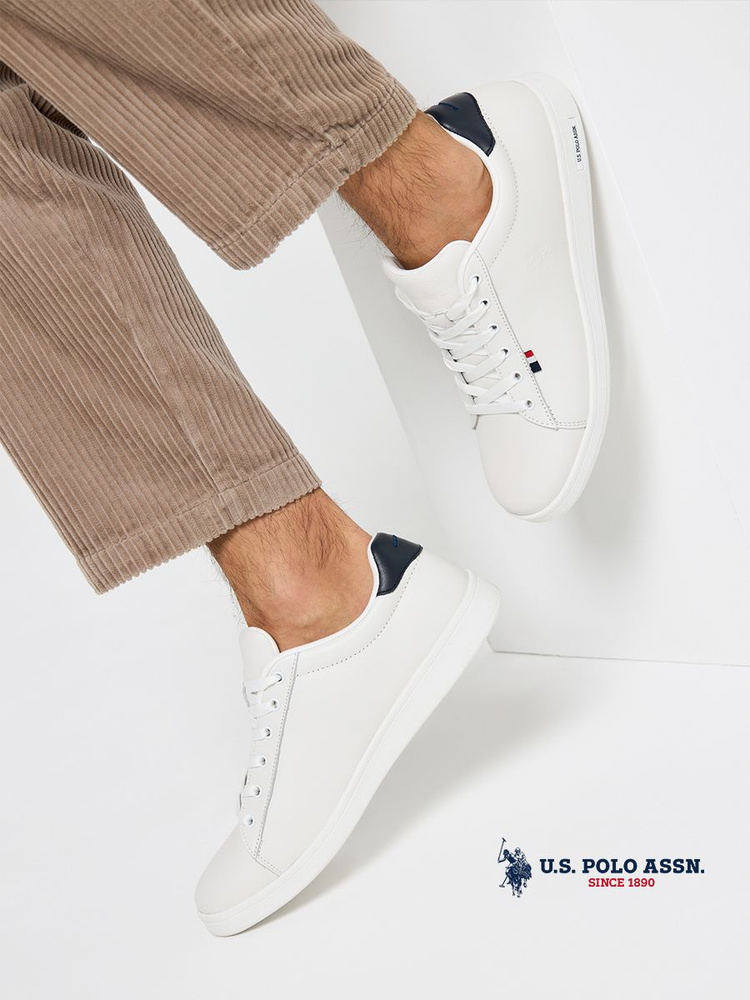 Кеды Мужской U.S. POLO ASSN. Натуральная кожа Бег, Фитнес, размер 43 6 На любой сезон Шнурки ...