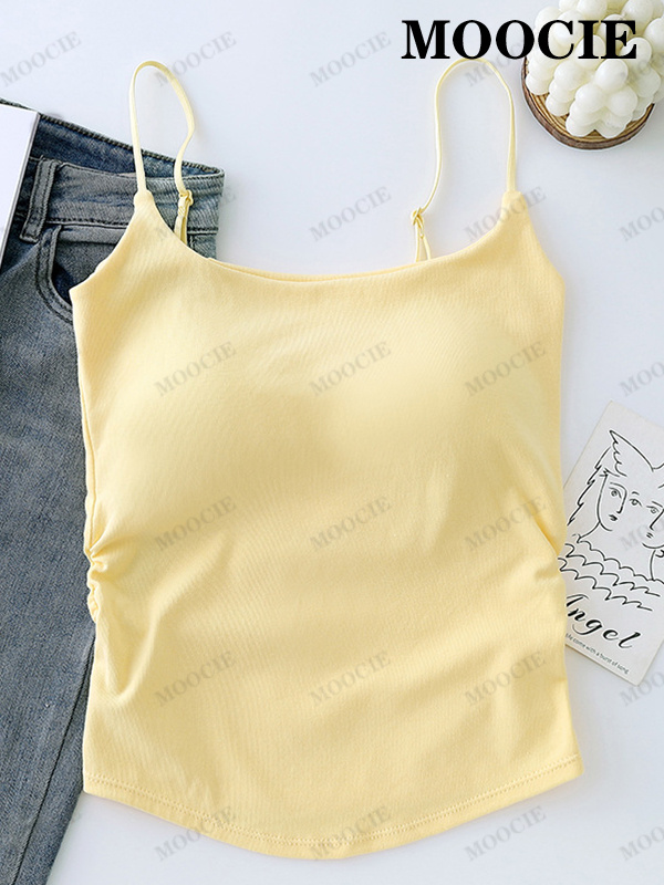 Кроп-топ Женский MOOCIE желтый, размер 40, 46 Политекс Без рукавов Повседневный Китай купить c ...