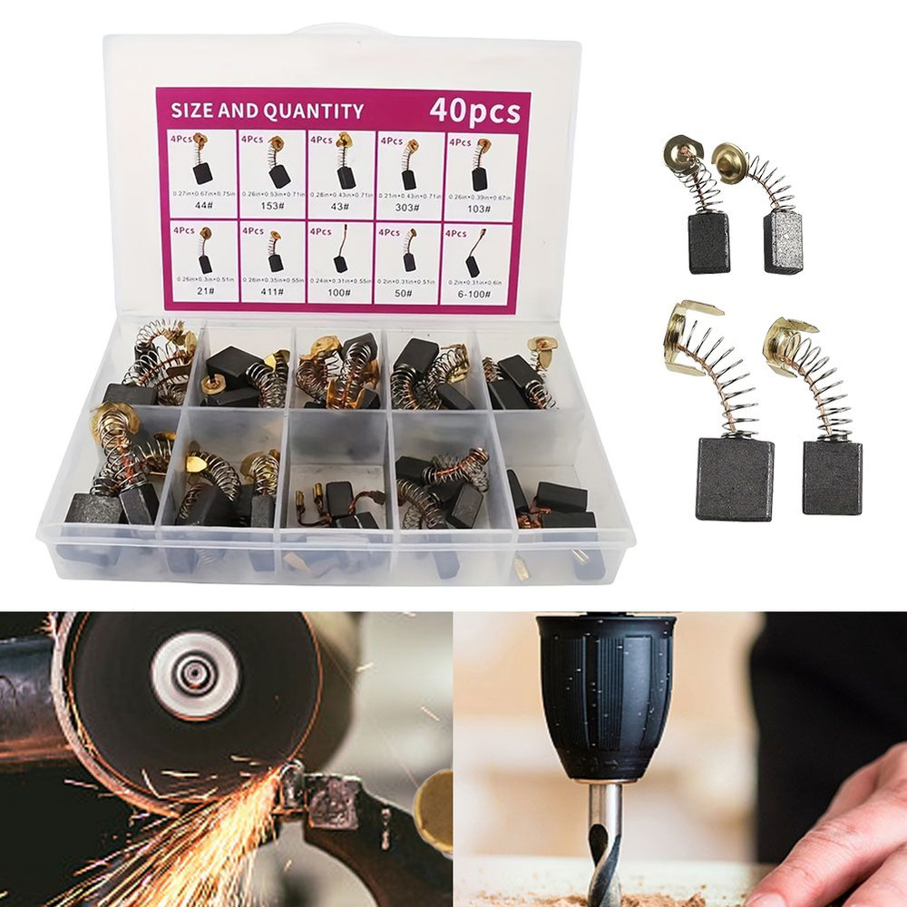 40 угольных щеток для электродвигателя с 10 размерами для ремонта ...