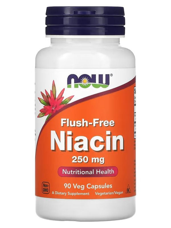 Ниацин (витамин B3) без приливов NOW Foods Niacin 250 мг Flush-Free, 90 ...
