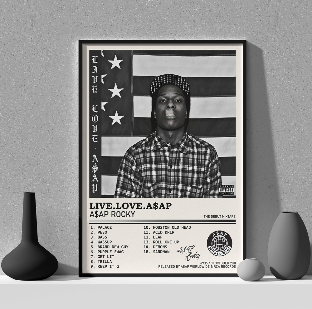 Постер Музыка, Надпись A$AP Rocky Live.Love.Asap, 40 30 купить c ...