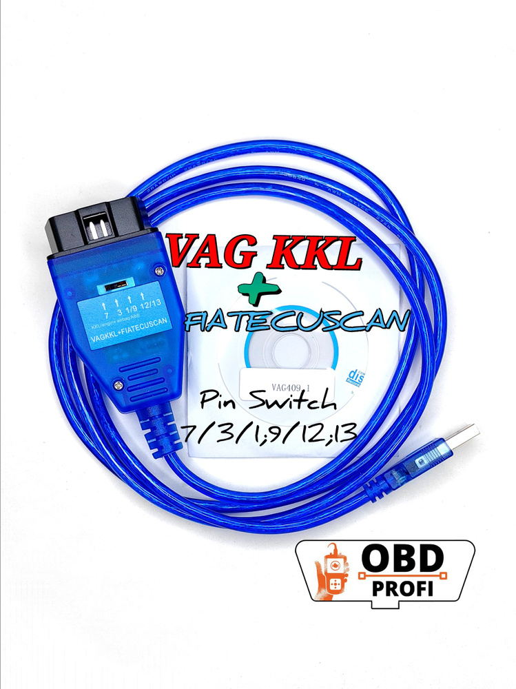 Адаптер VAG KKL fiat ECU scan VAG COM 409 1 KKL OBD ftdi FT232 купить ...