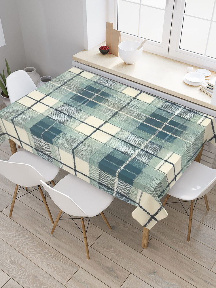 Прямоугольная тканевая скатерть на стол с рисунком "Винажная клетка" 120 на 145 см, JoyArty ...