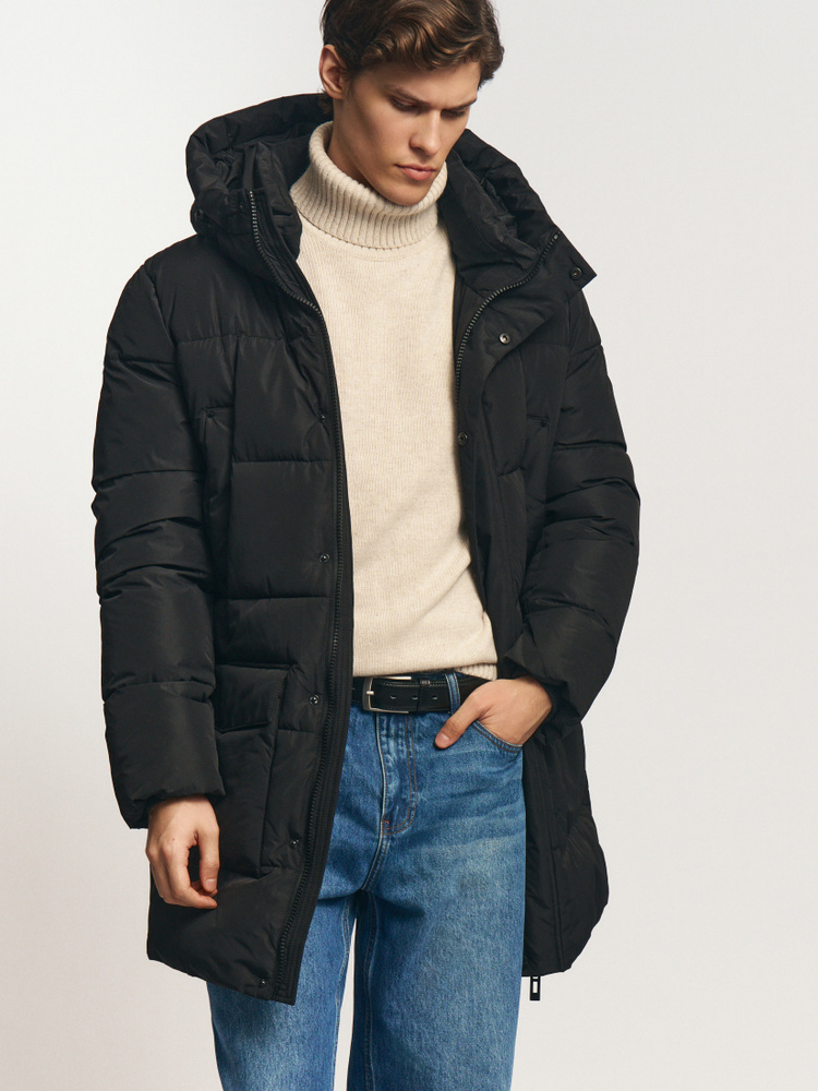 Пуховик Мужской Zolla черный Полиэстер, размер 50 Длинный Зима Китай купить c доставкой на OZON ...