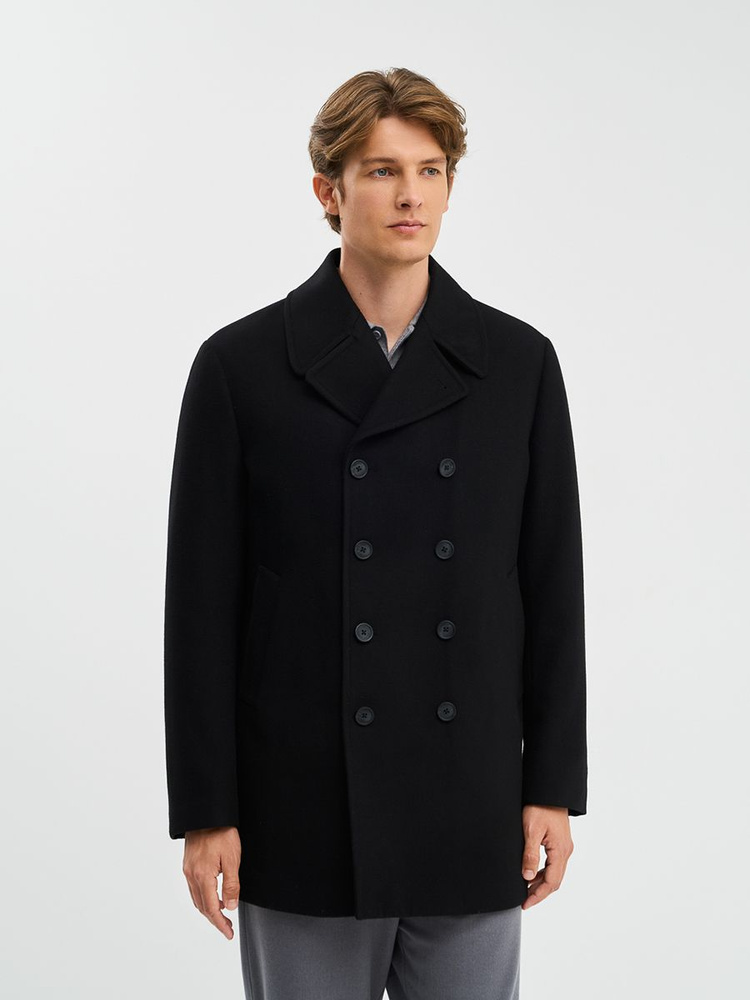 Пальто Мужской Al Franco Карманы черный английский воротник Шерсть ...