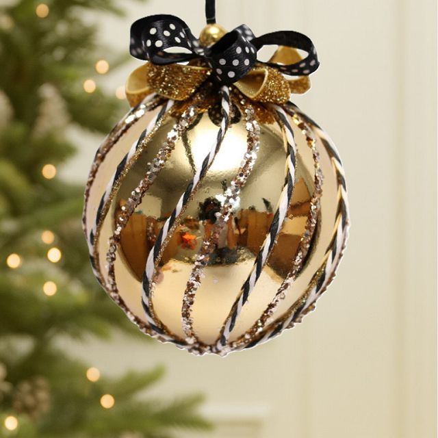 Шар елочный новогодний MAXIJOY "Бантик", 80 мм, пластик, золотой купить ...