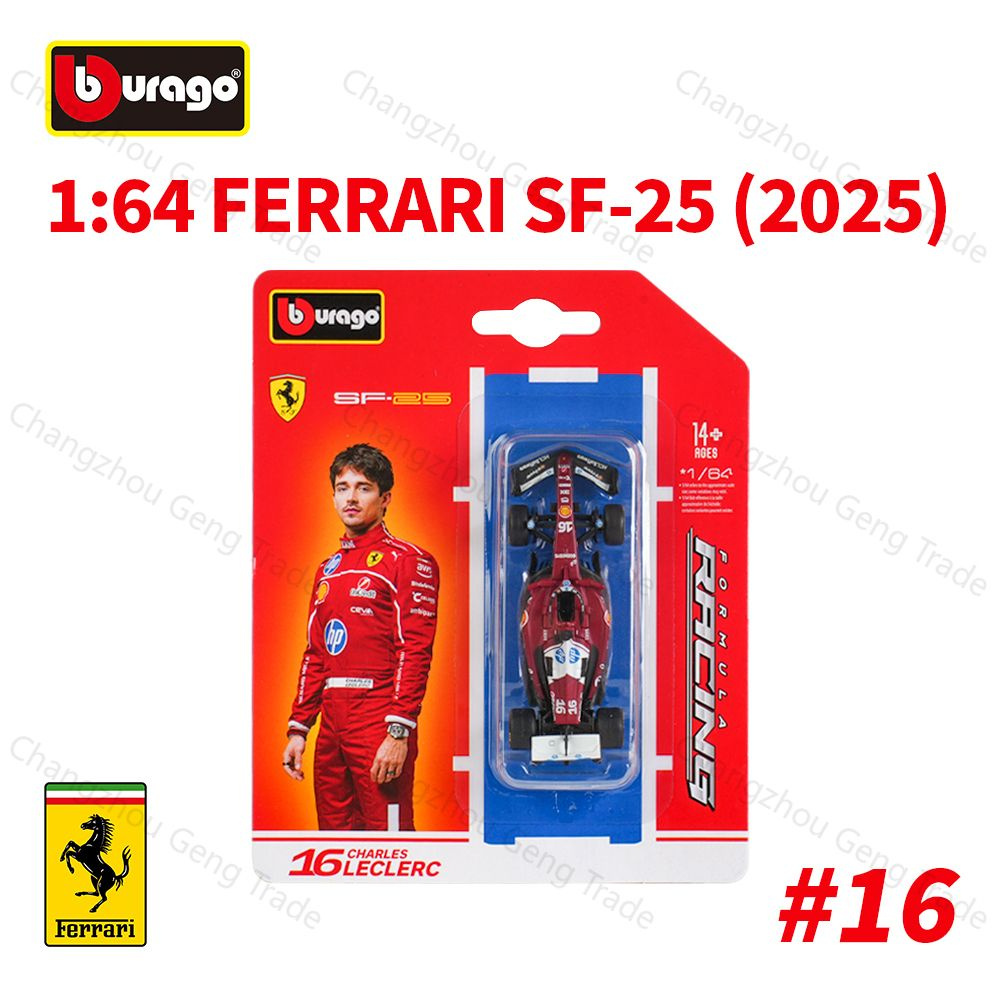 Bburago 1:64 2025 Ferrari SF-25 Формульный болид Формулы-1, Литые под ...
