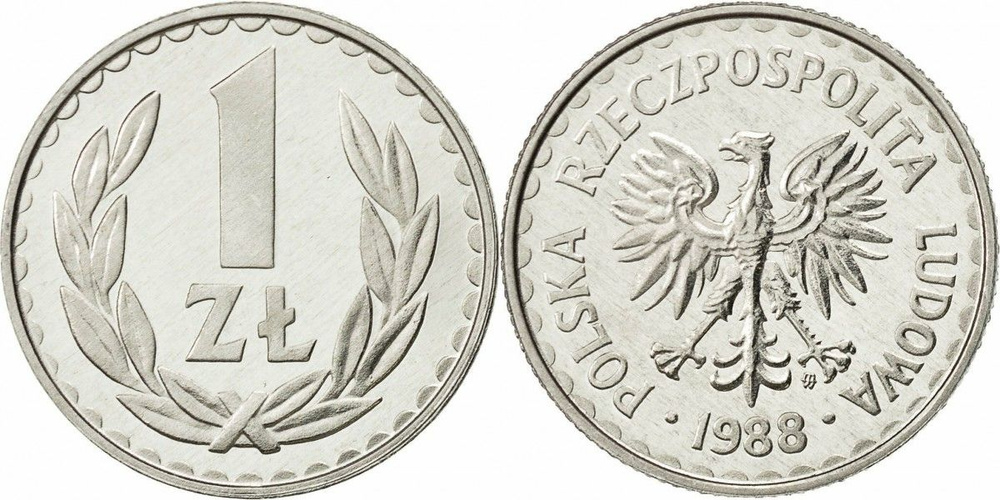 Польша 1 злотый, 1986 - 1988 Герб XF купить на OZON по низкой цене (3109001671)