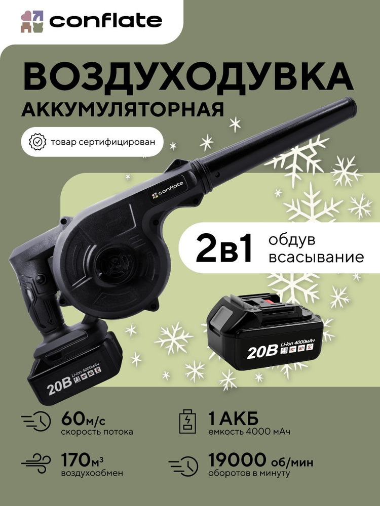 Воздуходувка аккумуляторная для авто мини пылесос для компьютера 1 АКБ ...