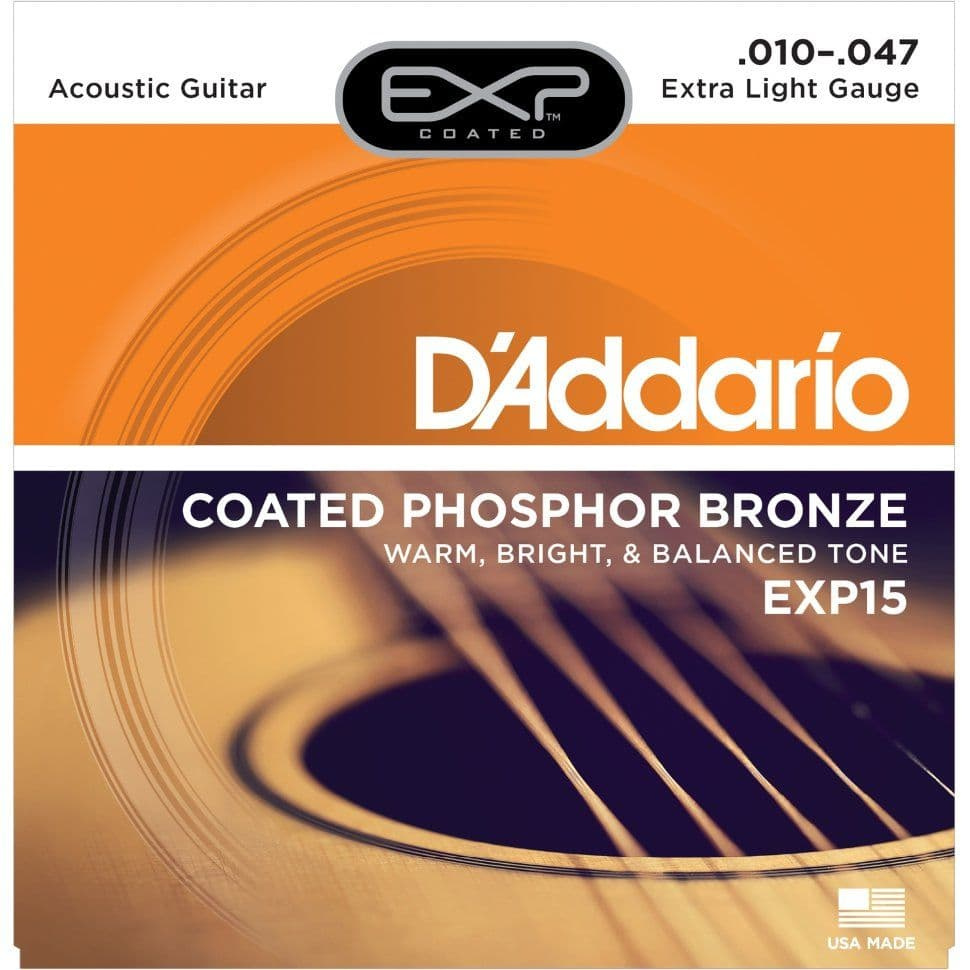 Струны для акустической гитары D'Addario EXP 15 Coated Phosphor 10-47 ...
