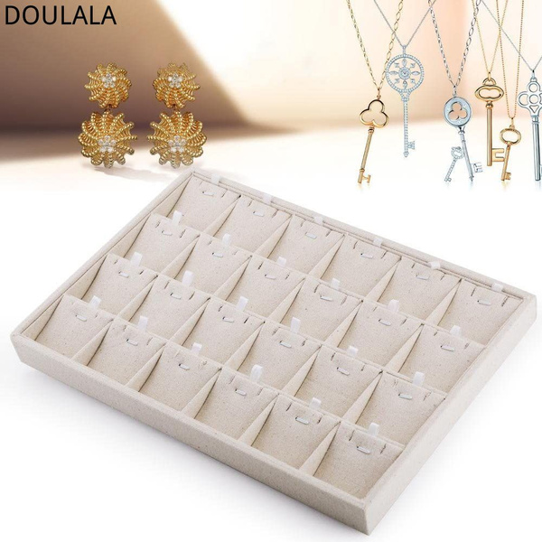 DOULALA Льняные Лотки Для Ювелирных Изделий, Держатель Для Украшений, 35 X 24 X 3,3 СM, 1 ШT ...