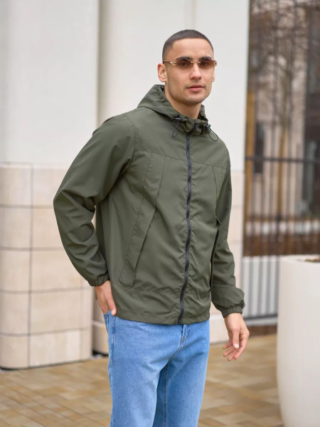 Ветровка Мужской Sevenext Карманы хаки Полиэстер, размер 56 Длинный На любой сезон прямой Китай ...