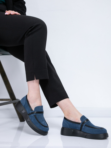 Лоферы Женский Ascalini синий, размер 37 Стандартный средний (до 9 см) Демисезон 8 Без застёжки ...